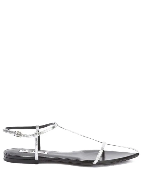 JIL SANDER Pointed Open-toe Leather Sandals - Grey