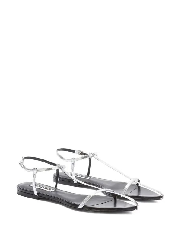 JIL SANDER Pointed Open-toe Leather Sandals - Grey