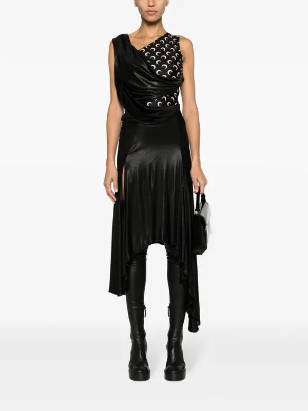 MARINE SERRE Crescent Moon Print Asymmetric Dress