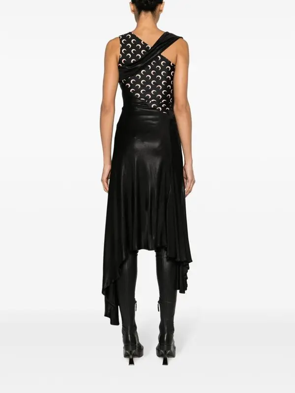 MARINE SERRE Crescent Moon Print Asymmetric Dress