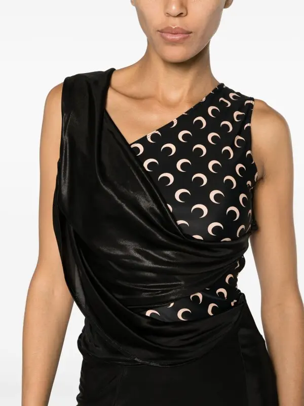 MARINE SERRE Crescent Moon Print Asymmetric Dress