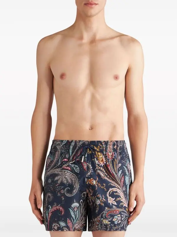 Etro Paisley-print Swim Shorts - Blue