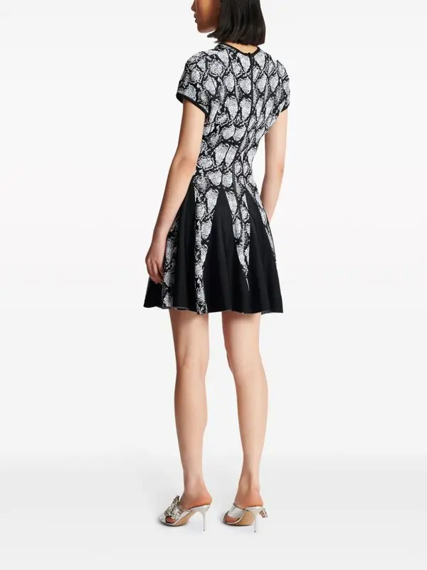 Balmain Python-jacquard Knitted Skater Dress
