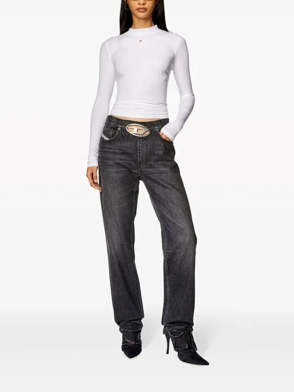 DIESEL® T-mokky-ls-microdiv Mock-neck Top - White