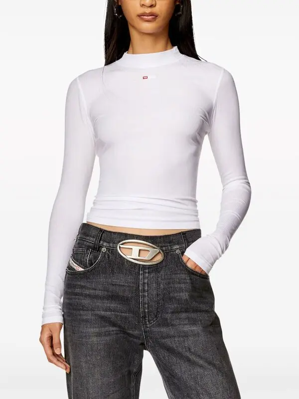 DIESEL® T-mokky-ls-microdiv Mock-neck Top - White