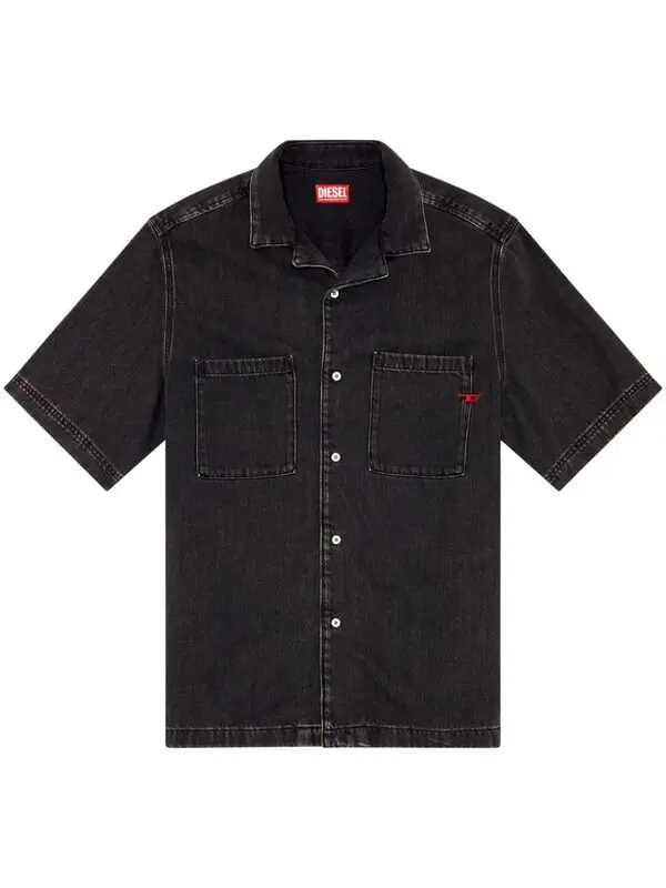 DIESEL® D-paroshort Short-sleeved Denim Shirt - Black