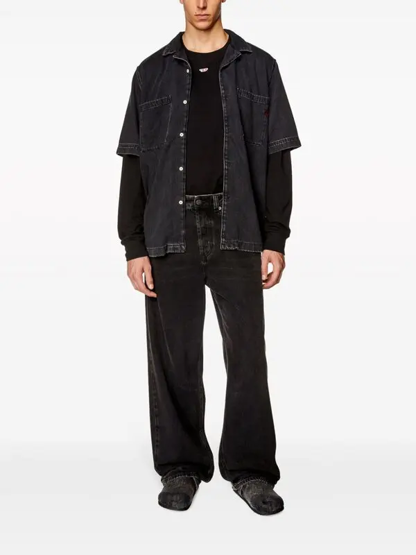 DIESEL® D-paroshort Short-sleeved Denim Shirt - Black