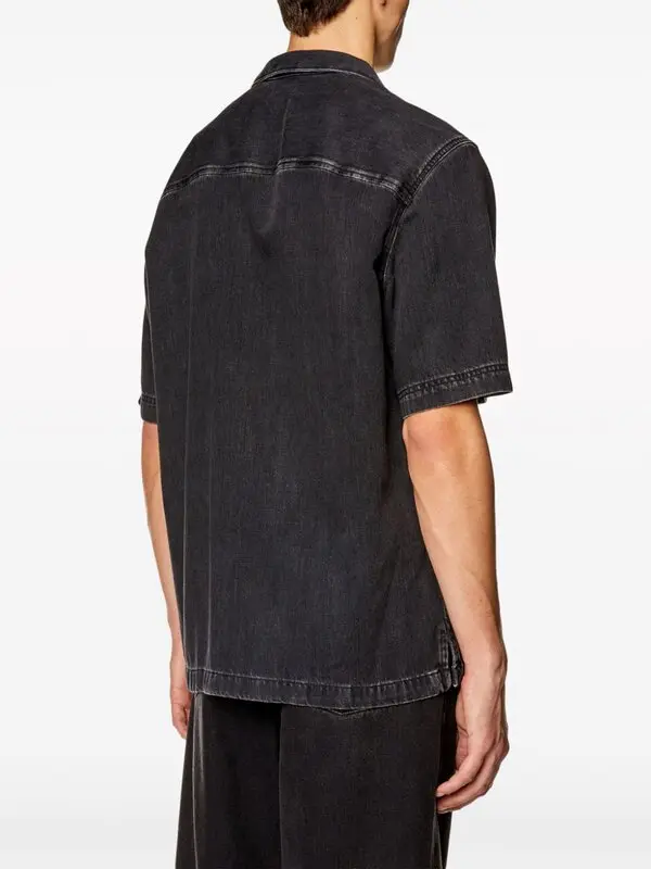 DIESEL® D-paroshort Short-sleeved Denim Shirt - Black