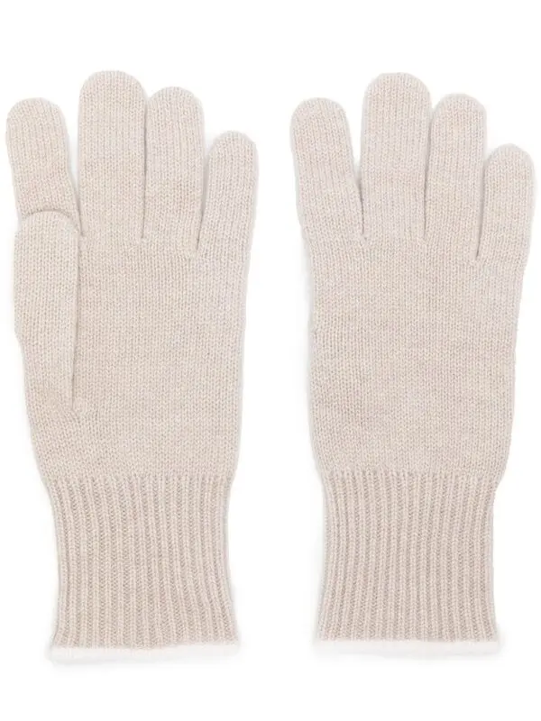 Brunello Cucinelli Cashmere Gloves With Contrasting Trim - Neutrals