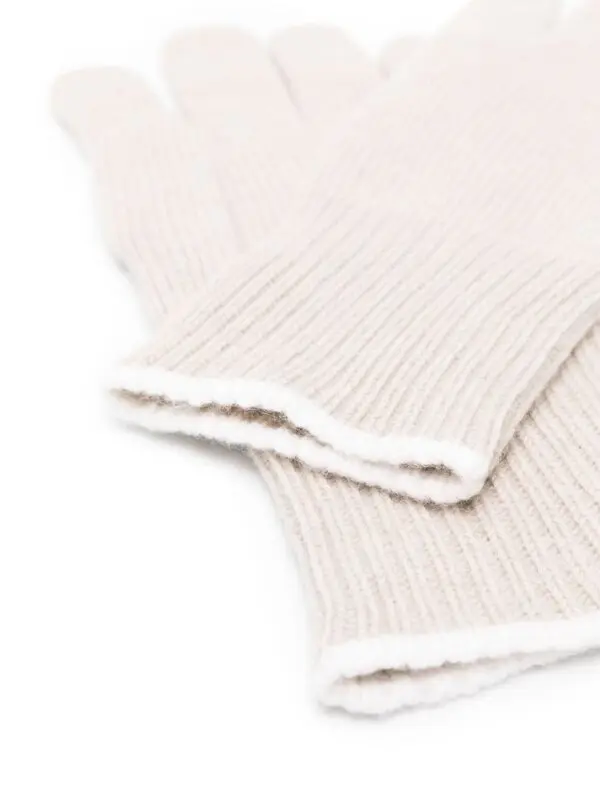 Brunello Cucinelli Cashmere Gloves With Contrasting Trim - Neutrals
