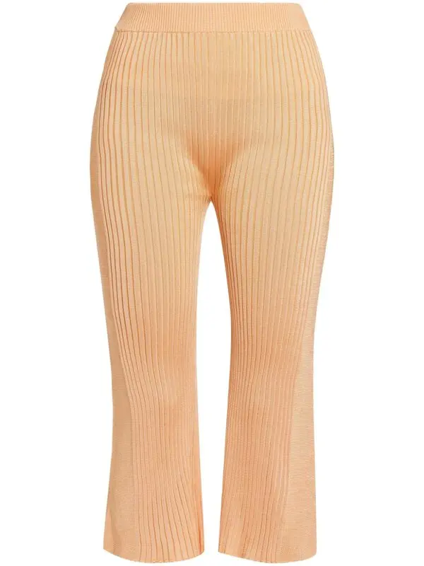 JIL SANDER Ribbed-panel Cropped Trousers - Orange