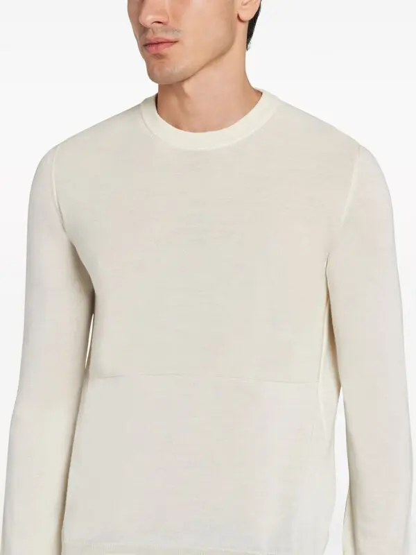 JIL SANDER Crew-neck Virgin Wool Jumper - Neutrals