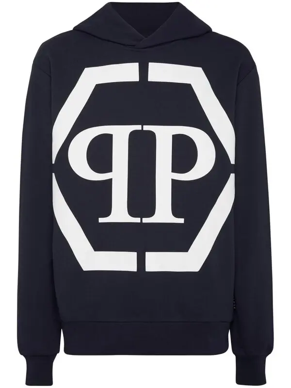 Philipp Plein Hexagon Cotton Hoodie - Blue