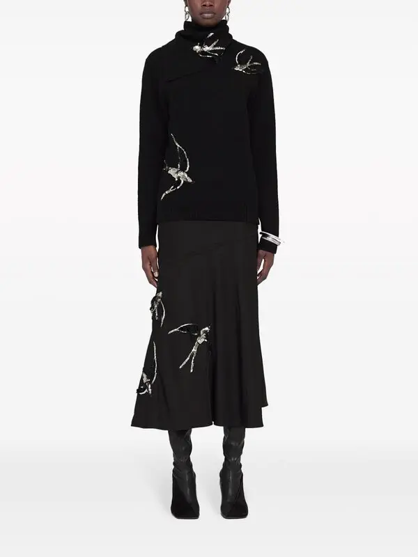 JIL SANDER Sequin-embroidered Asymmetric Flared Midi Skirt