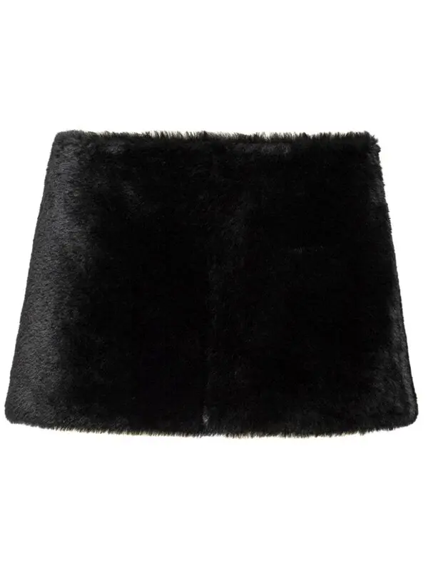 Prada A-line Shearling Mini Skirt - Black