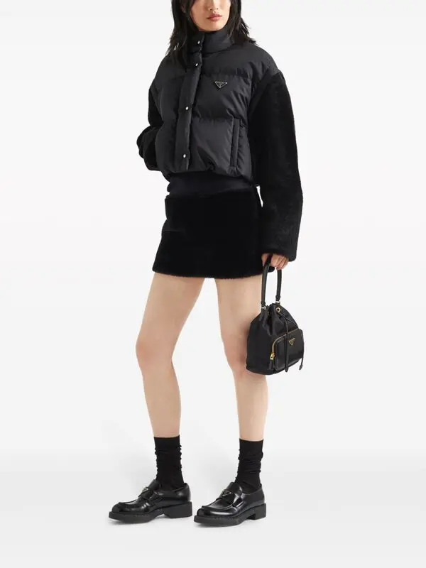 Prada A-line Shearling Mini Skirt - Black