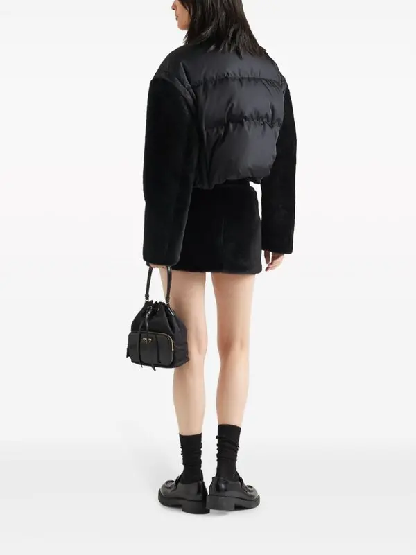 Prada A-line Shearling Mini Skirt - Black