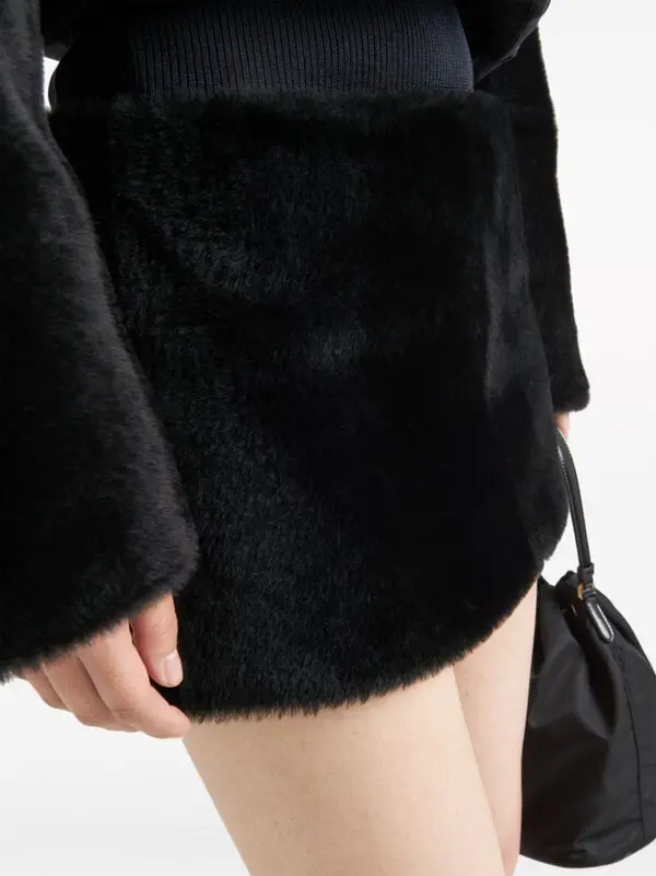Prada A-line Shearling Mini Skirt - Black