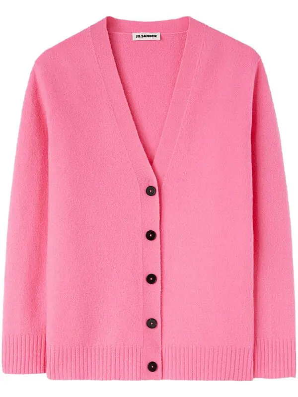 JIL SANDER V-neck Wool Cardigan - Pink