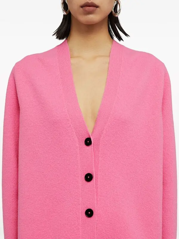 JIL SANDER V-neck Wool Cardigan - Pink