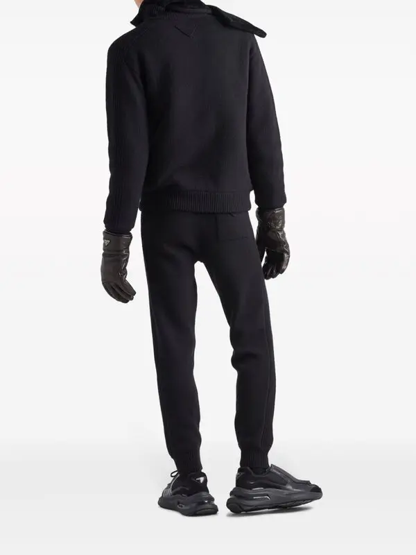 Prada Wool-cashmere Cardigan With Triangle Logo - Black