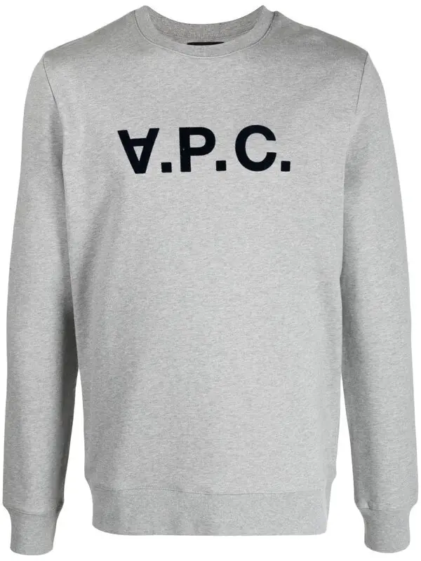 A.p.c. Logo Print Crewneck Sweatshirt - Grey