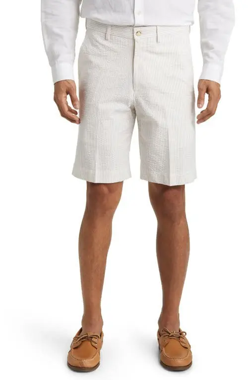 Berle Flat-front Seersucker Shorts