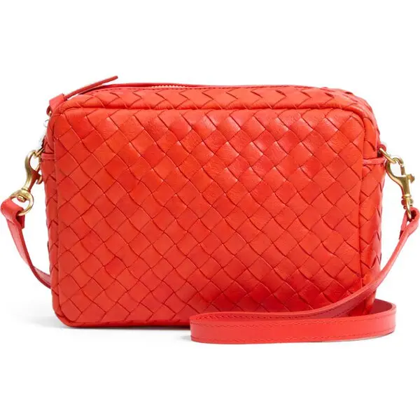 Clare V. Midi Sac Woven Crossbody Bag - Bright Poppy