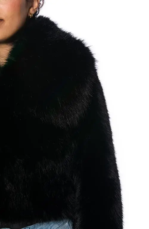 AZALEA WANG Faux Fur Cropped Jacket