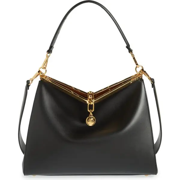 Etro Vela Leather Shoulder Bag - Black