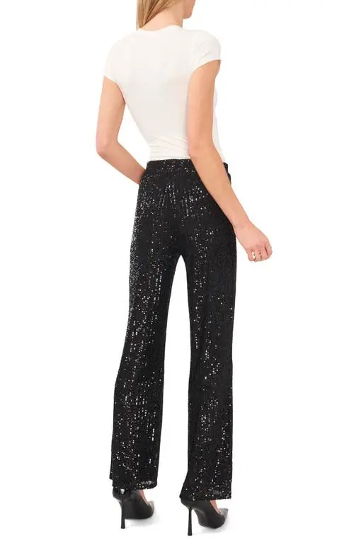 Vince Camuto Sequin Flare Leg Pants - Rich Black