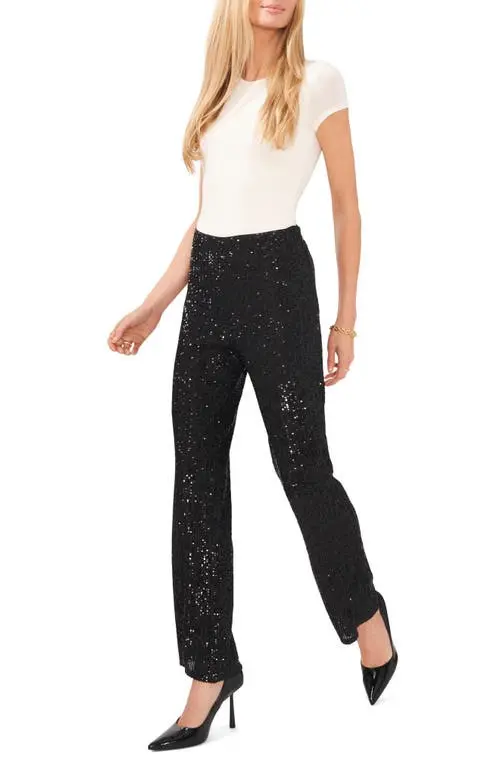 Vince Camuto Sequin Flare Leg Pants - Rich Black