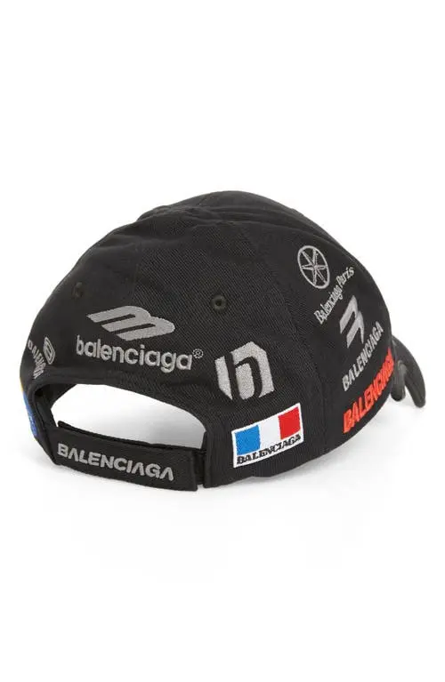 Balenciaga Notch Racer Logo Embroidered Cotton Twill Baseball Cap