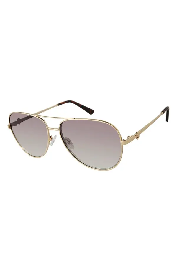 Kurt Geiger Shoreditch Aviator Sunglasses - Gold Havana/ Gold Fl