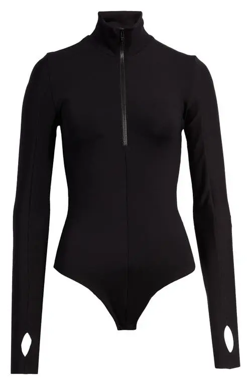 Commando Zip Long Sleeve Scuba Knit Thong Bodysuit