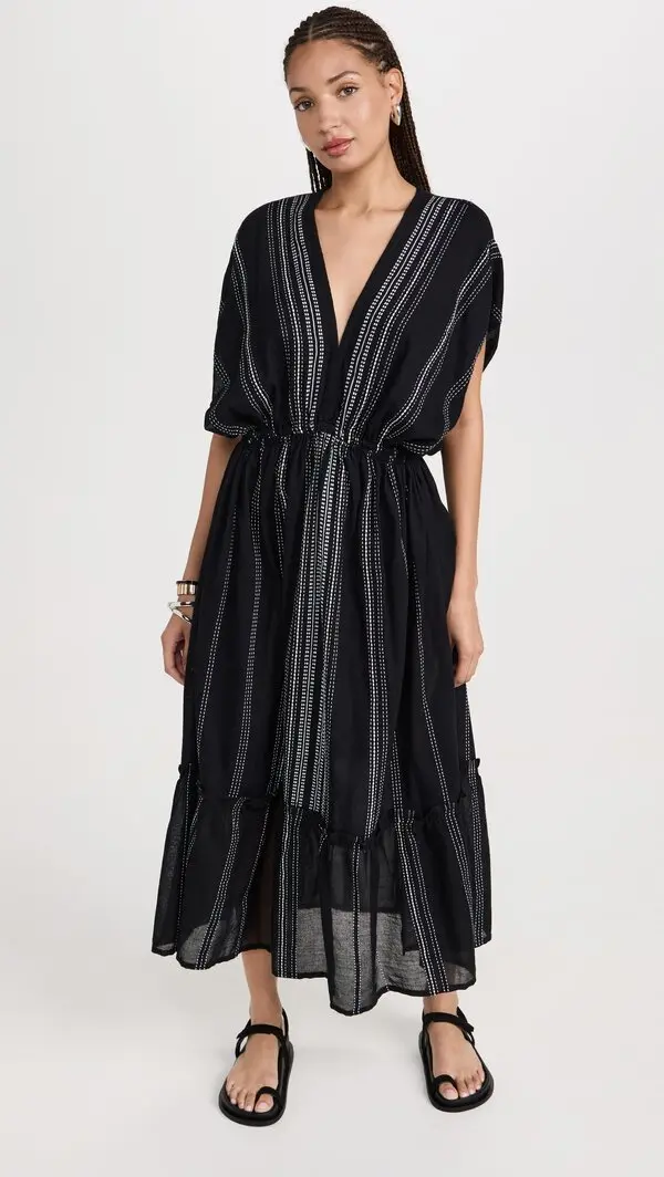 lemlem plunge neck dress lemlem Nunu Plunge Neck Dress in Navy