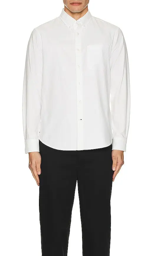 club monaco dress shirt Men's Blue Long-Sleeve Solid Oxford Shirt