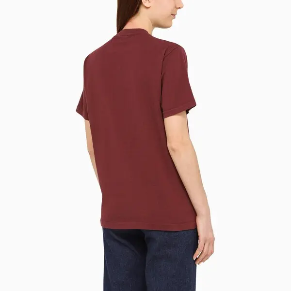 Sporty & Rich Bordeaux Cotton T Shirt - Burgundy | Editorialist