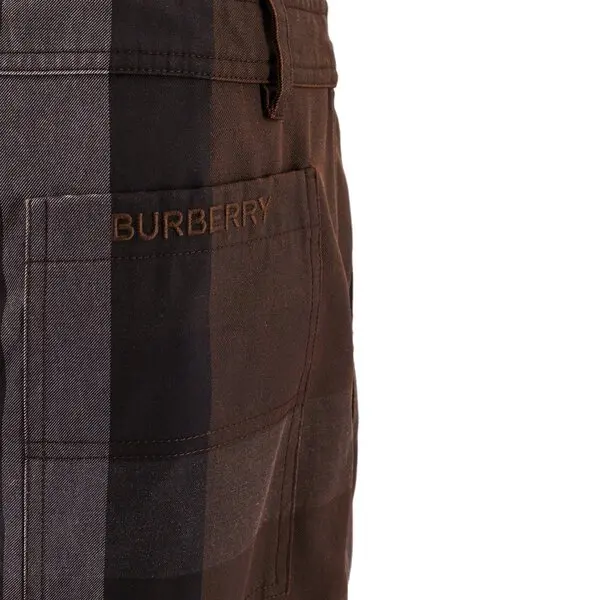Burberry Checked Wide Leg Canvas Pants
