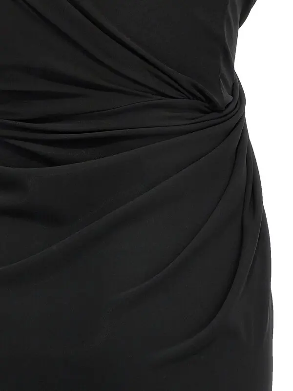 Balenciaga Draped Jersey Crêpe Midi Dress - Black
