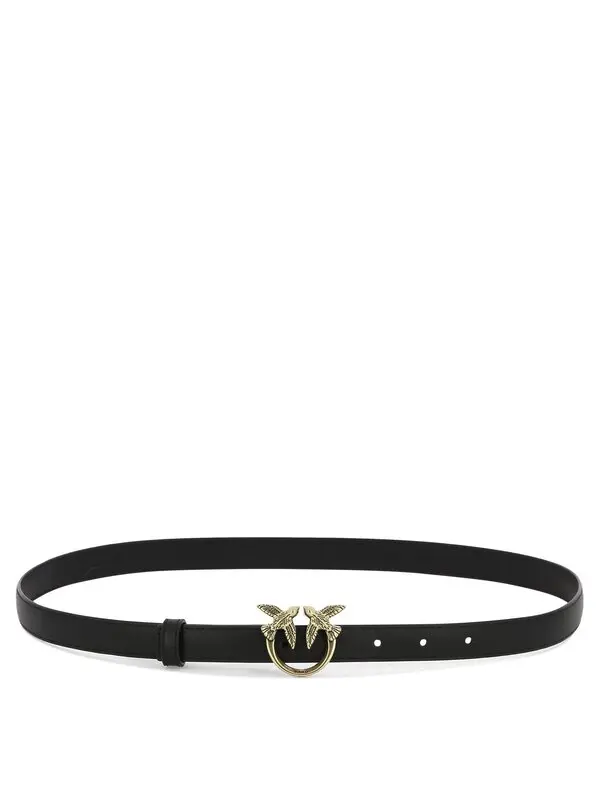 Pinko Love Berry H2 Leather Belt - Black