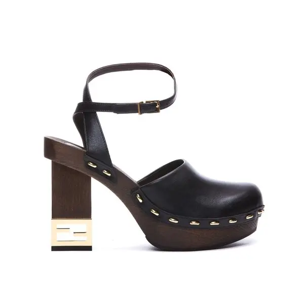 Fendi Leather Pumps With Decorative Heel
