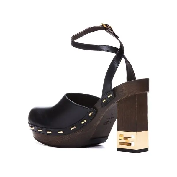 Fendi Leather Pumps With Decorative Heel