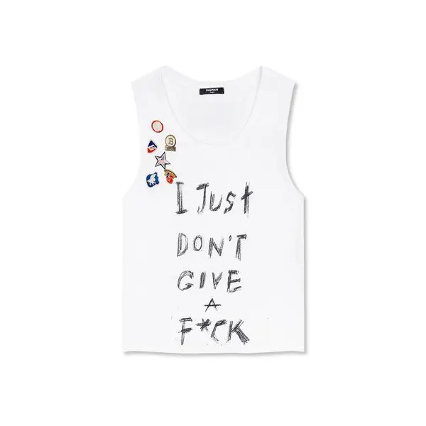 Balmain Printed Cropped T-shirt - White