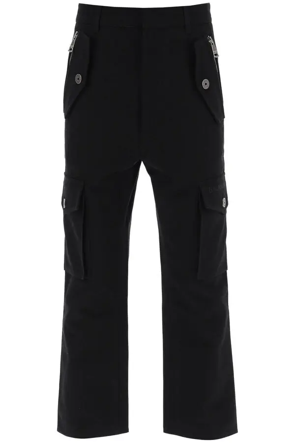 Balmain Cotton Cargo Pants - Black