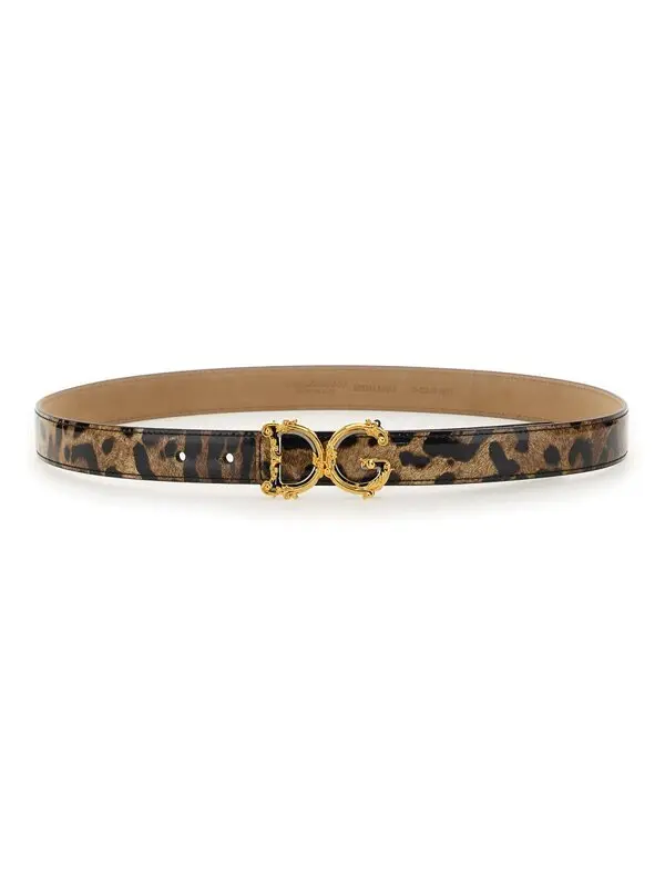 Dolce & Gabbana Leopard Print Leather Belt - Multicolour