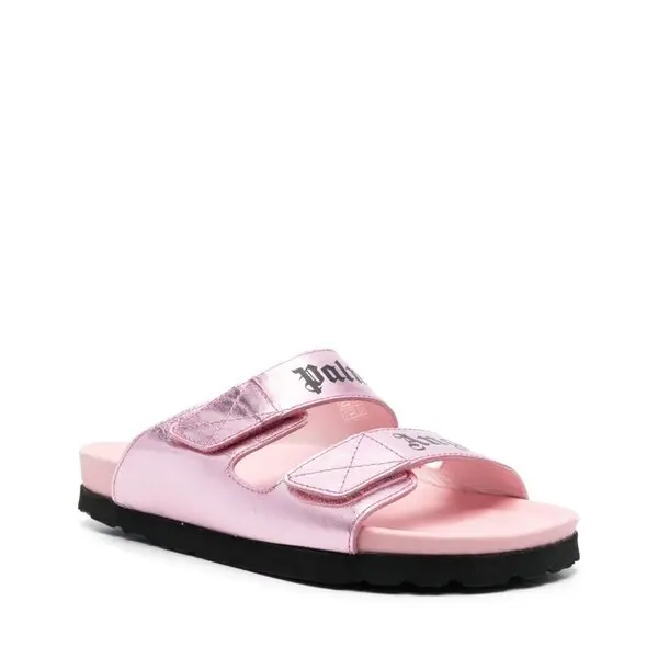 Palm Angels Leather Logo Sandals - Pink