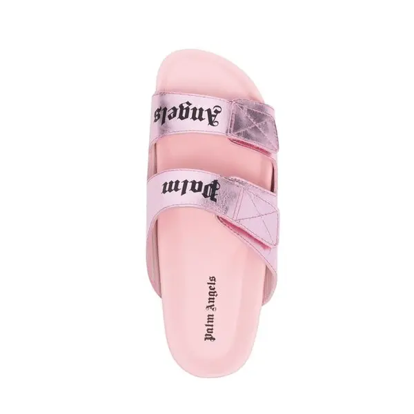 Palm Angels Leather Logo Sandals - Pink
