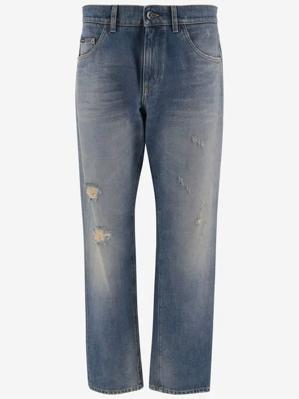 Dolce & Gabbana Cotton Jeans With Ripped Detail