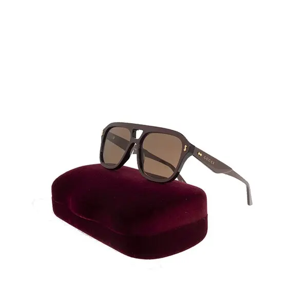 Gucci Logo Aviator Sunglasses - Brown